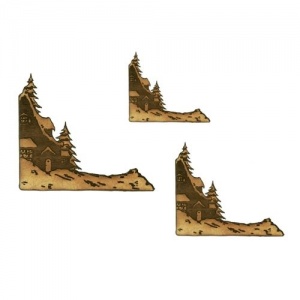 Snowy Cottage Scene - MDF Wood Corner Embellishment